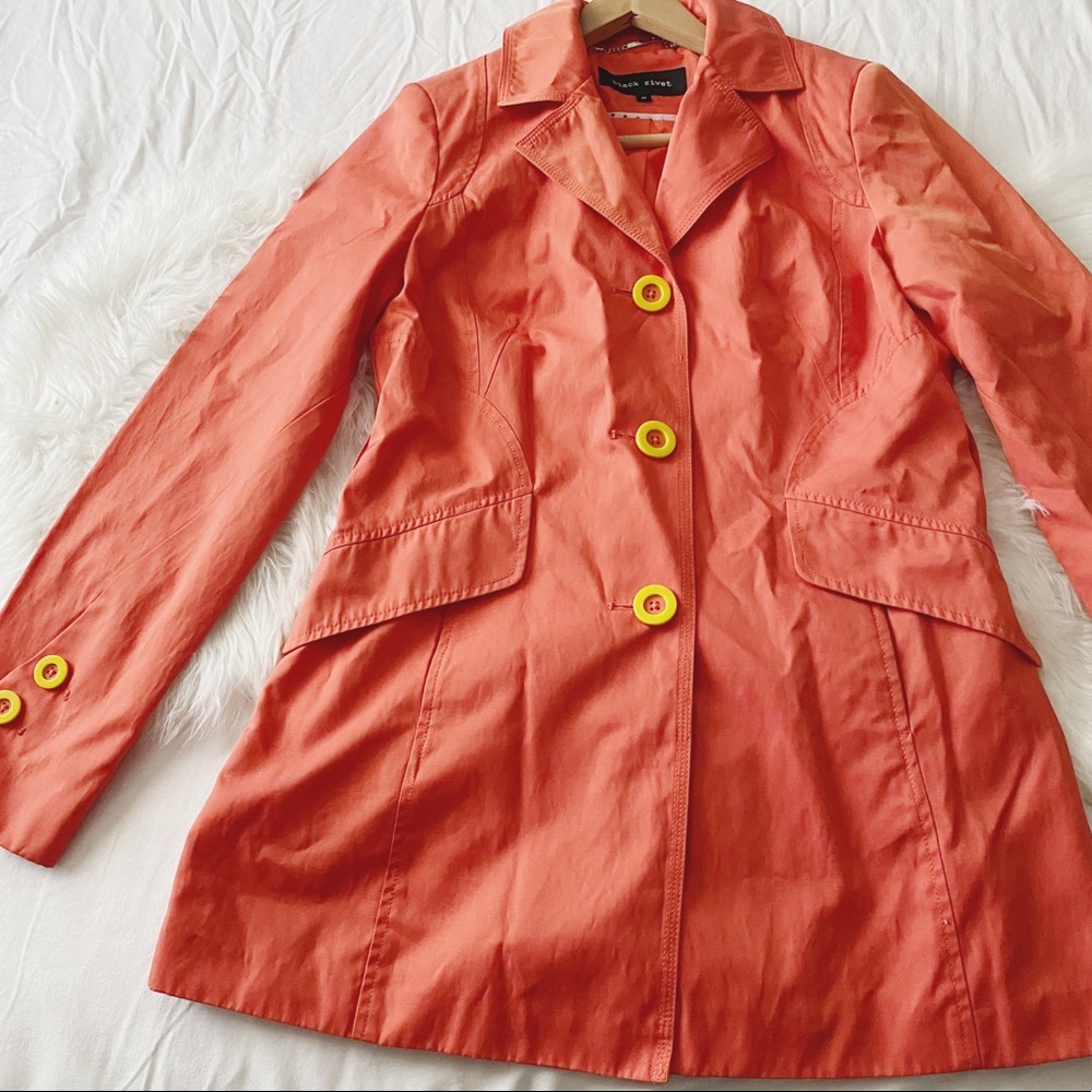 Black Rivet Orange Trench Coat - Gem